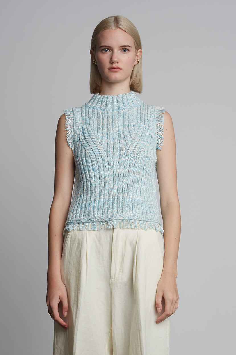 BRIA TANK | IVORY/ROBIN EGG BLUE TWEED – Eleven Six Knits